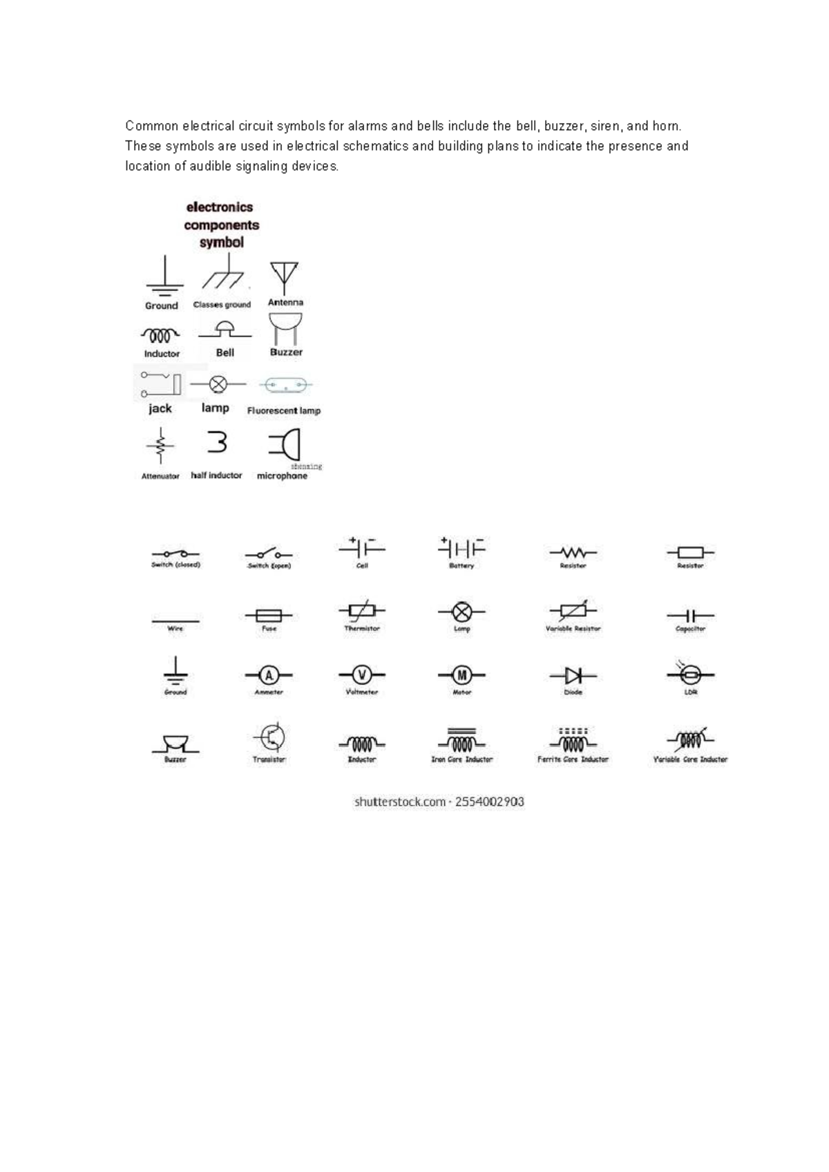 Electrical Circuit Symbols for Bells & Alarms - Studocu