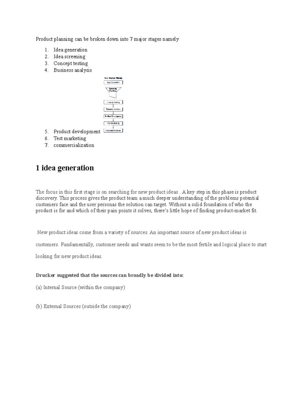 Product Assignment 2-1 - Product planning can be broken down into 7 ...