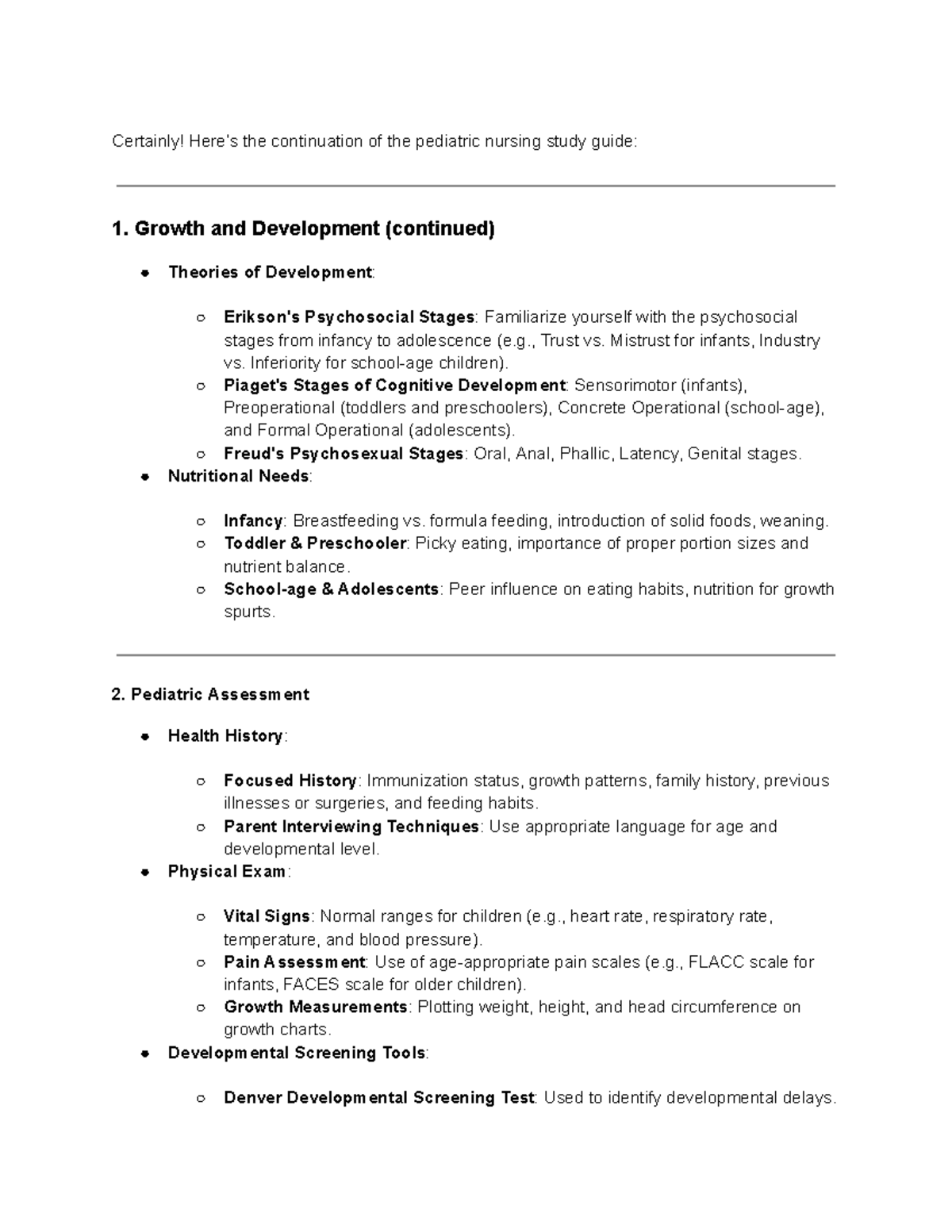 Pediatric Nursing Study Guide: Key Concepts & Developmental Milestones - Studocu