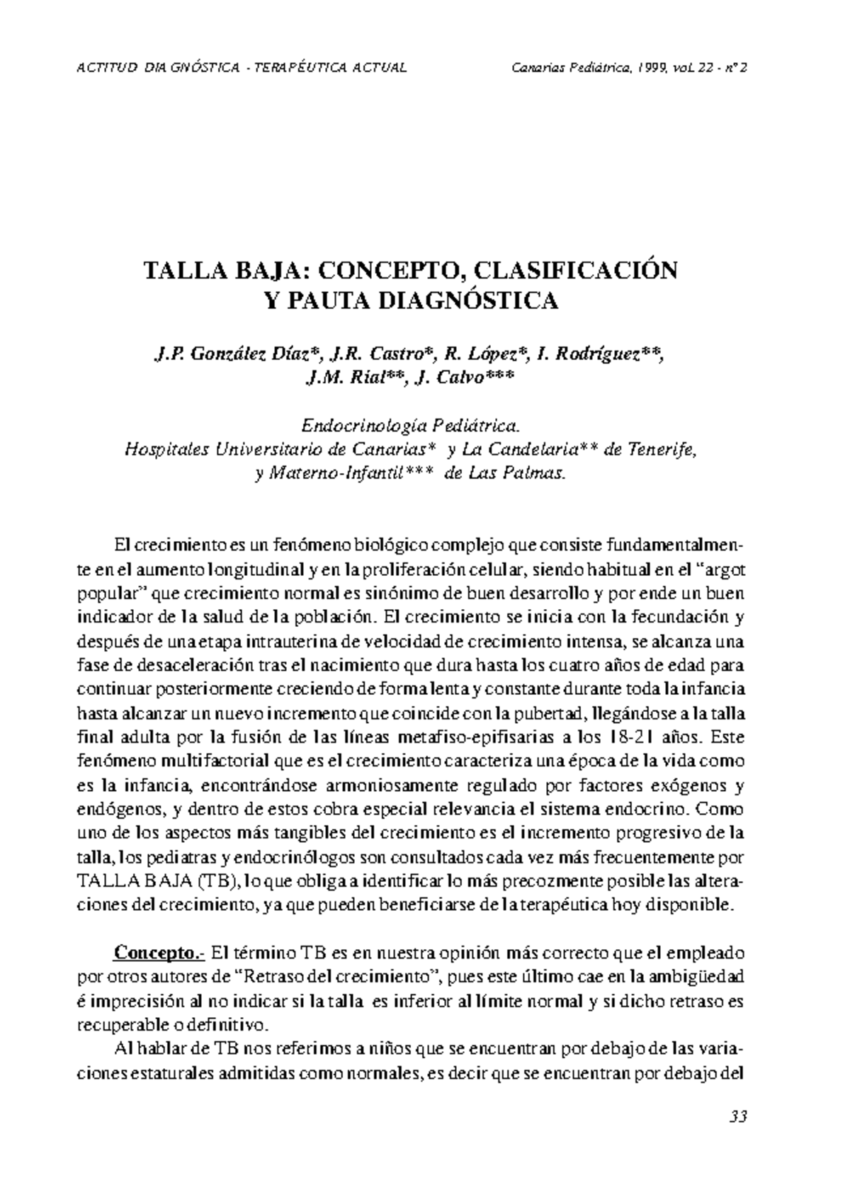 ACTITUD DIAGNÓSTICA EN TALLA BAJA: CLASIFICACIÓN Y PAUTAS (ACTITUD 22 ...