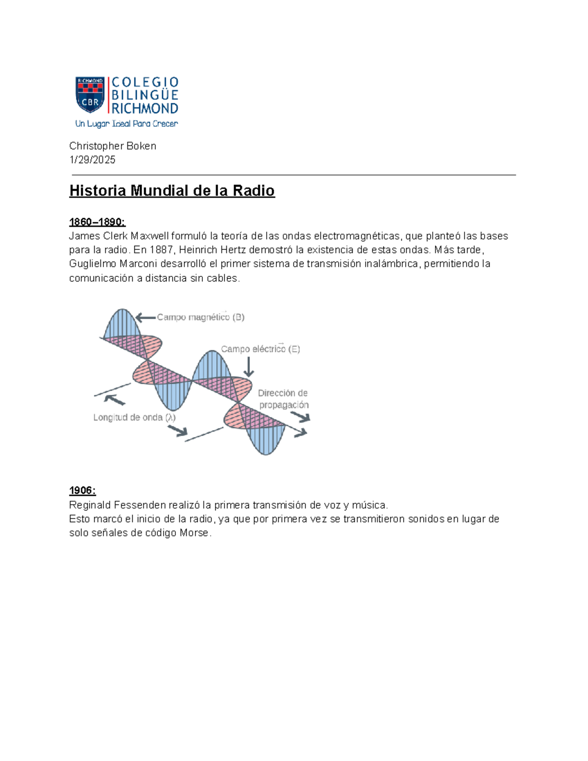Linea De Tiempo De La Radio - Christopher Boken 1/29/ Historia Mundial ...