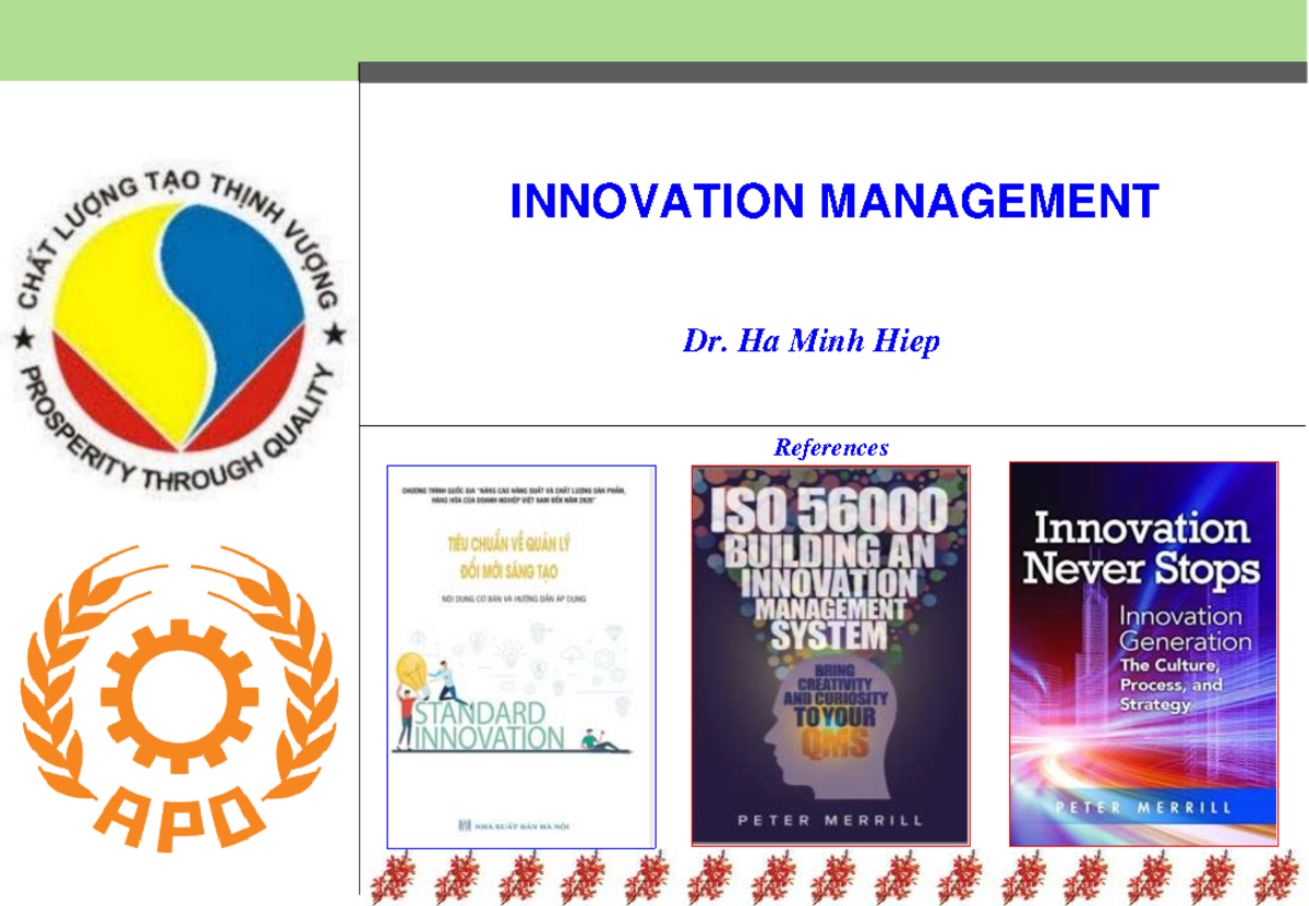 Innovation Management Concepts and Practices - Course Code: INNOV 101 ...