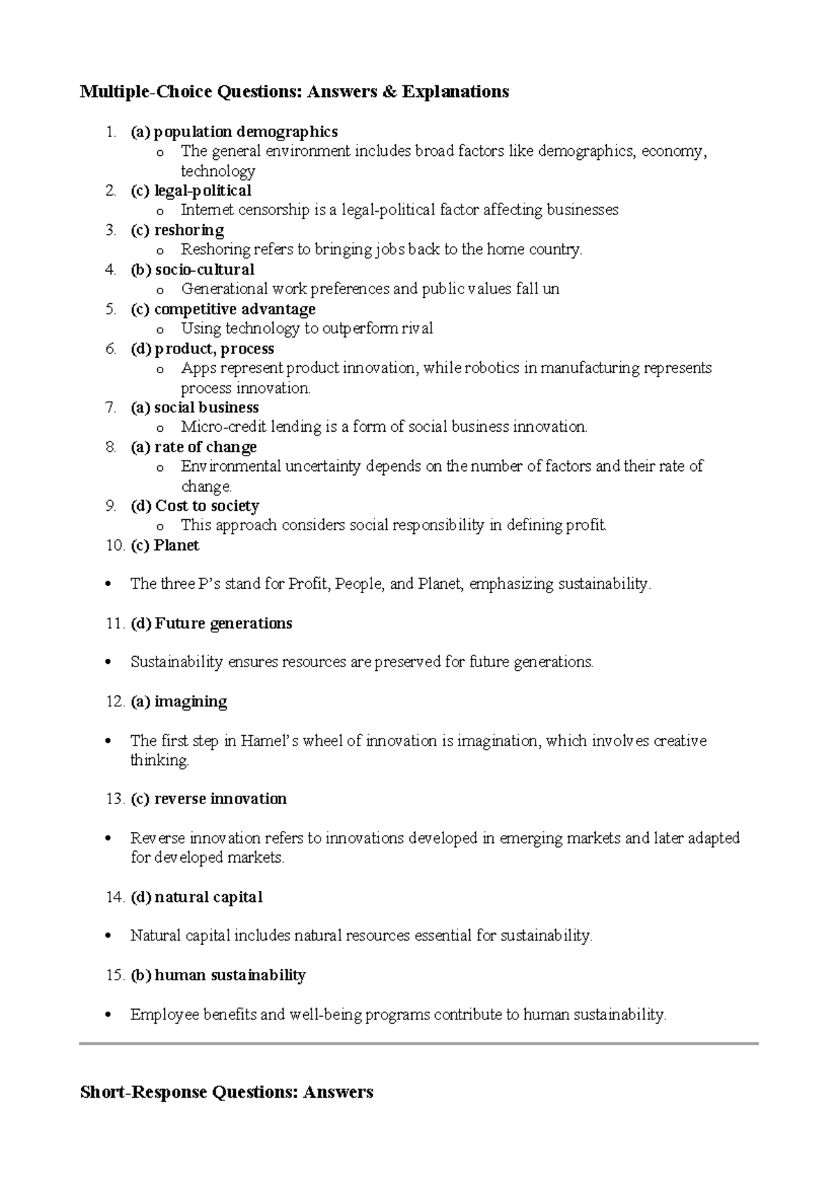 HW3 - hihihi - Multiple-Choice Questions: Answers & Explanations 1. (a ...