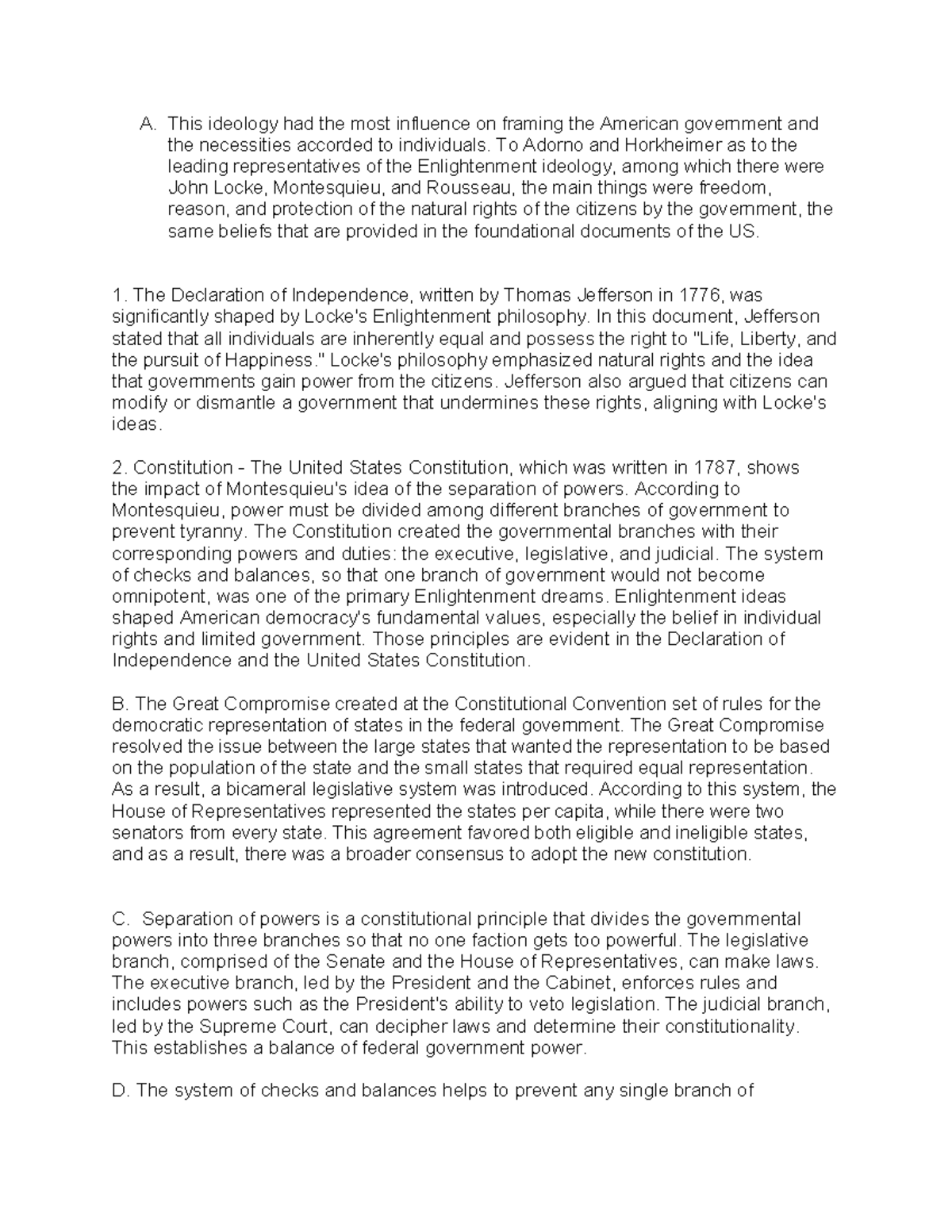 TASK 1 WGU C963: Enlightenment Ideals in American Government - Studocu