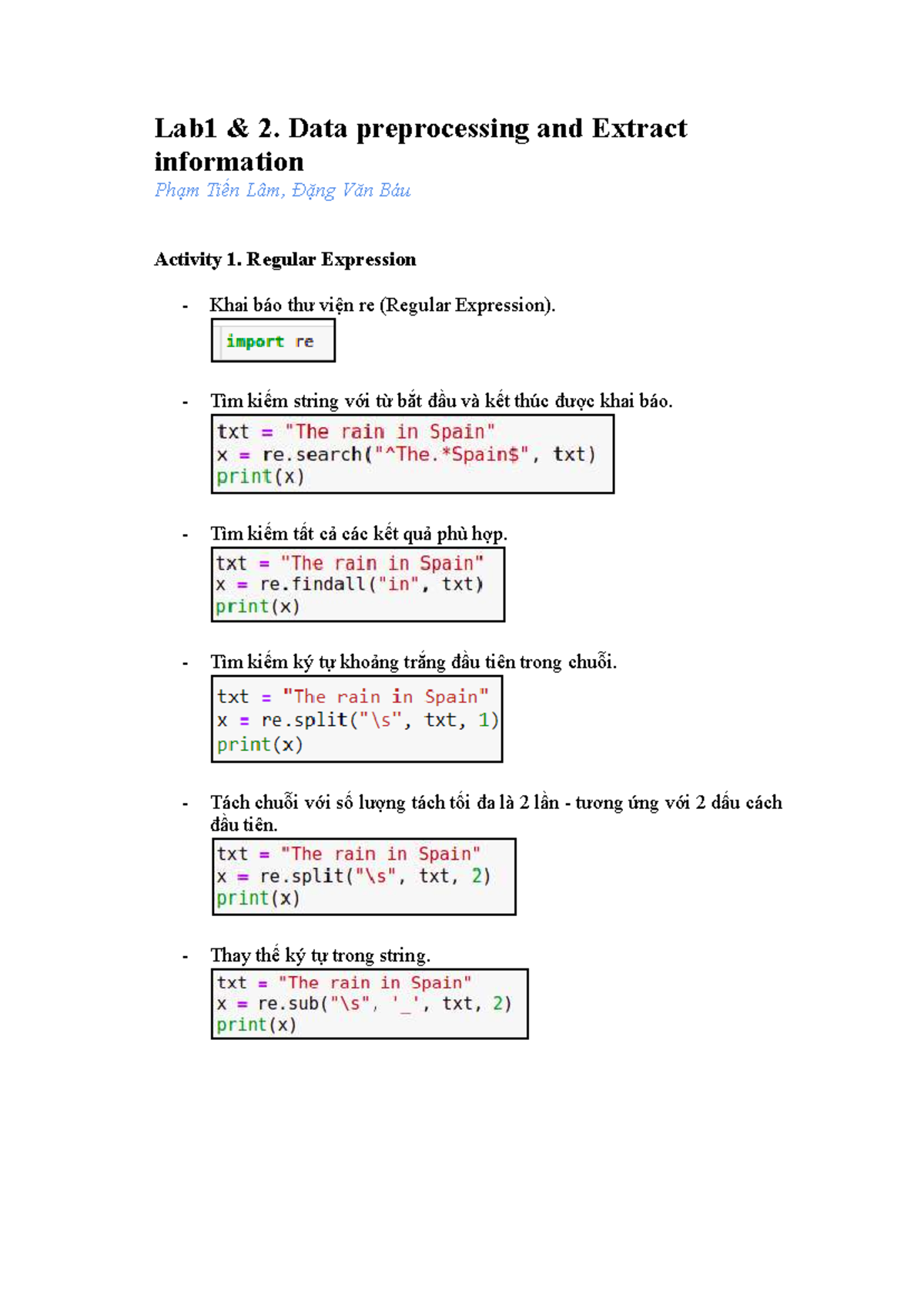 NLP Lab1 2: Data Preprocessing & Information Extraction - Studocu