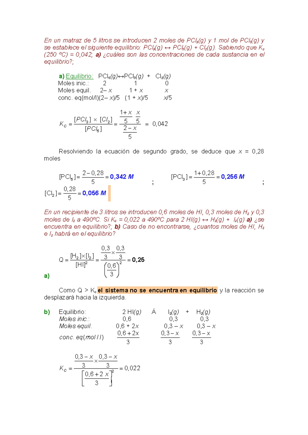 Ejercicios Resueltos de Equilibrio Químico 1 - Ejercicios Resueltos Ejercicio Resuelto ...