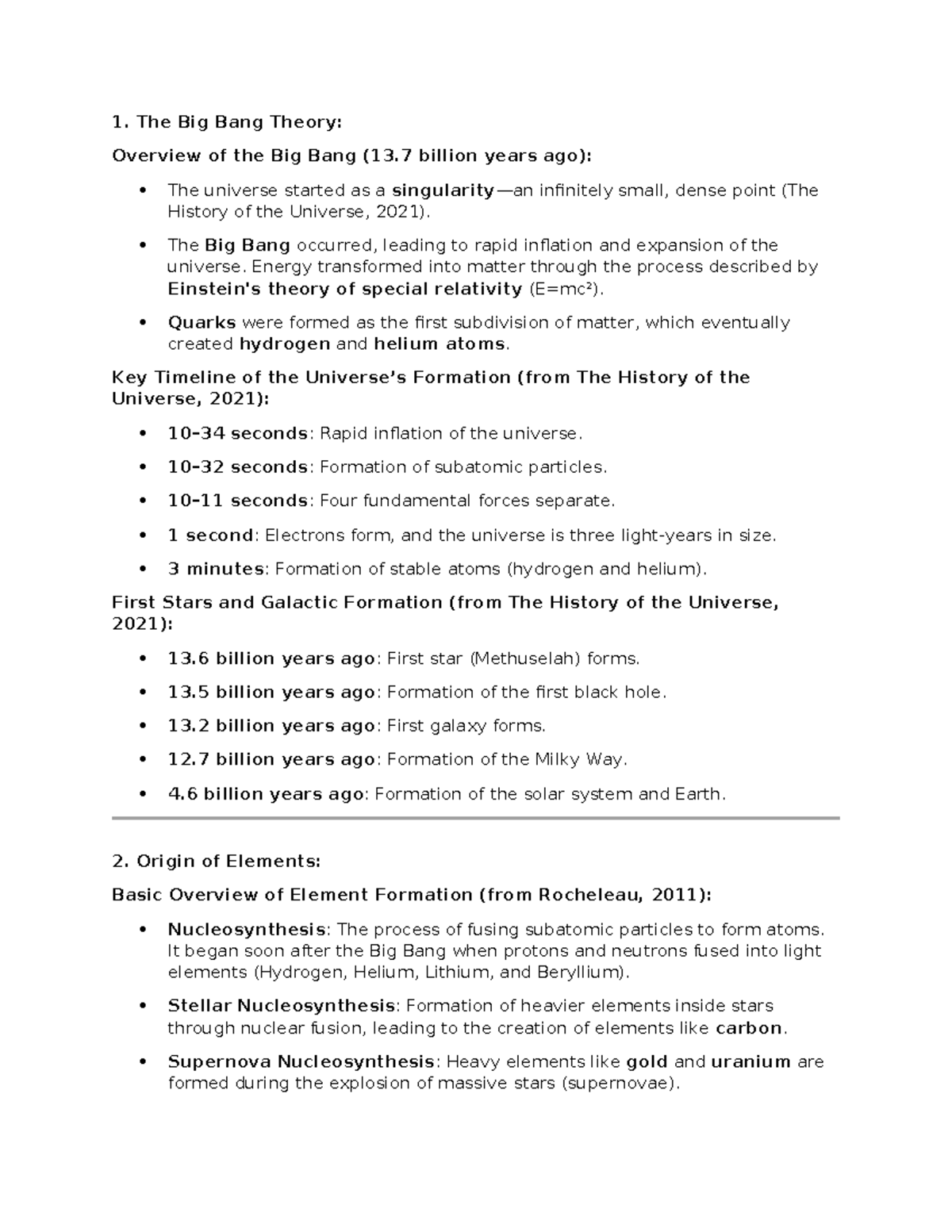 ASTR 101 - Lecture Notes on the Big Bang and Element Formation - Studocu