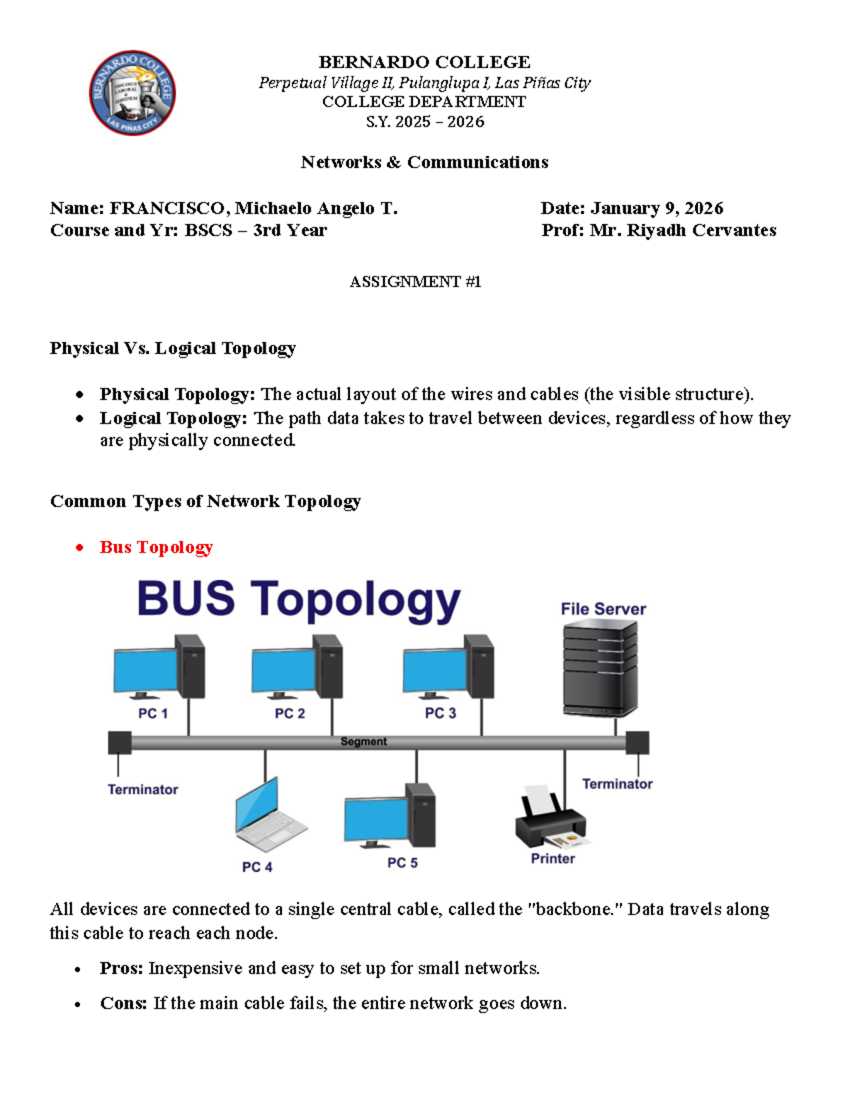 N&C 2025-2026: Assignment on Physical vs. Logical Topology - Studocu