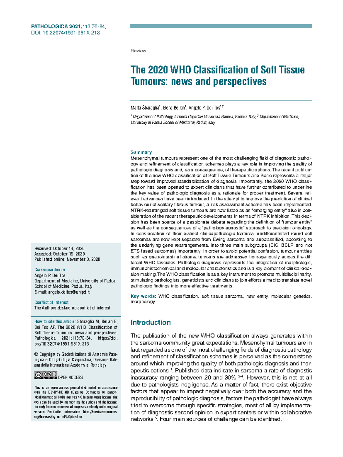 2020 WHO Classification of Soft Tissue Tumours: Insights & Updates ...
