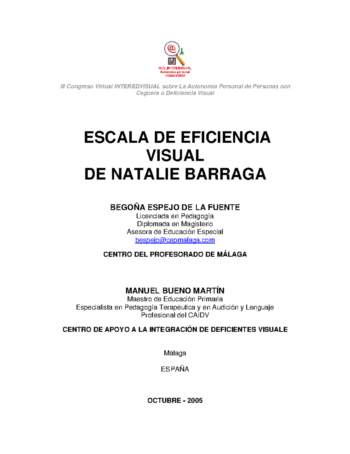 Escala de Eficiencia Visual de Natalie Barraga - III Congreso ...