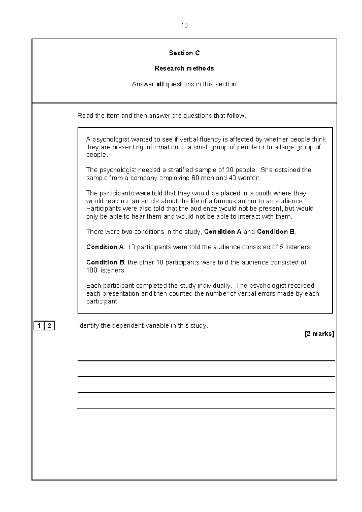A-level Psychology (Paper 2) Research Methods: Sample Questions ...