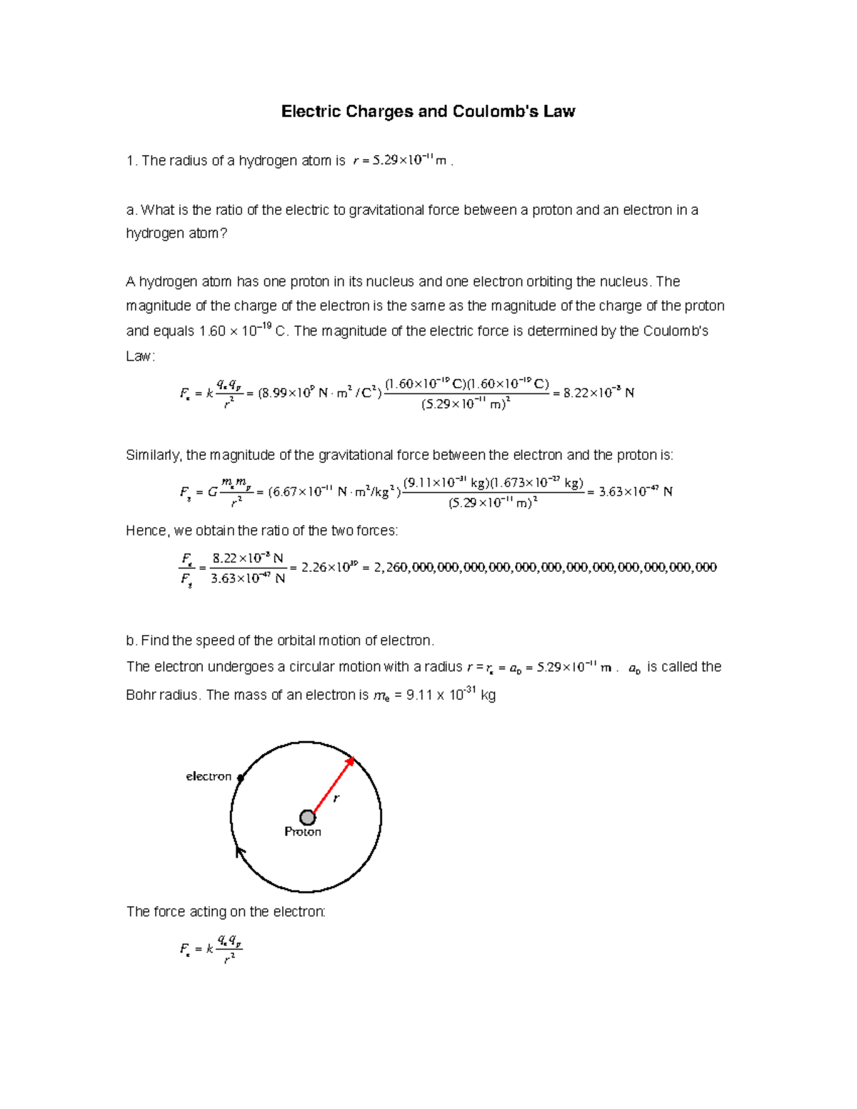 Lesson 23exampleproblems - Electric Charges and Coulomb's Law 1. The ...