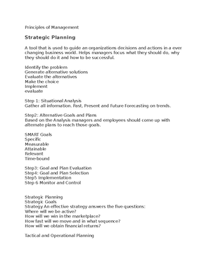 C483 Study Guide - Section 1: Strategic Planning Lesson 1: Basics of ...