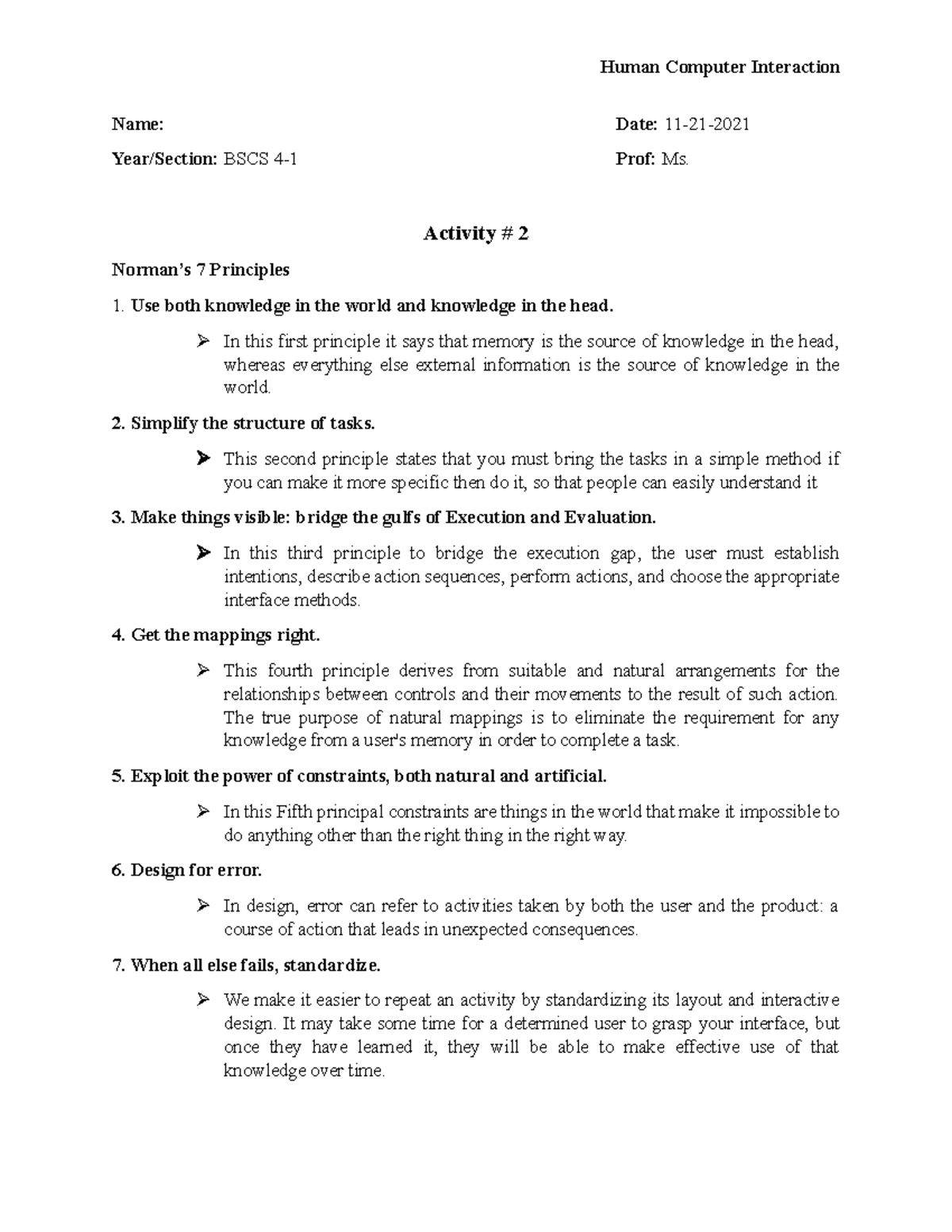 Activity 2: Exploring Norman’s Principles & Shneiderman’s Rules in HCI ...