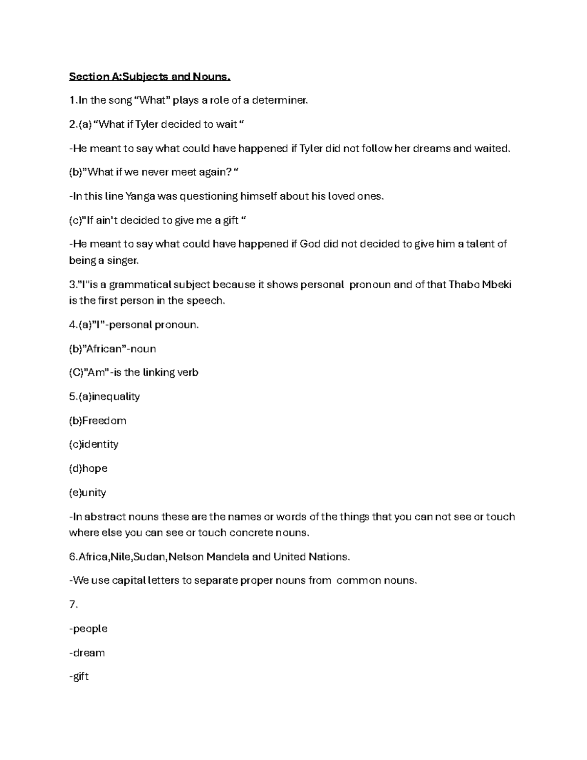 Lecture Notes on Subjects, Nouns, and Pronouns - Studocu