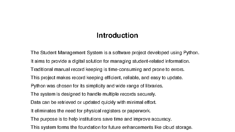 CS101: Student Management System Overview and Features - Studocu