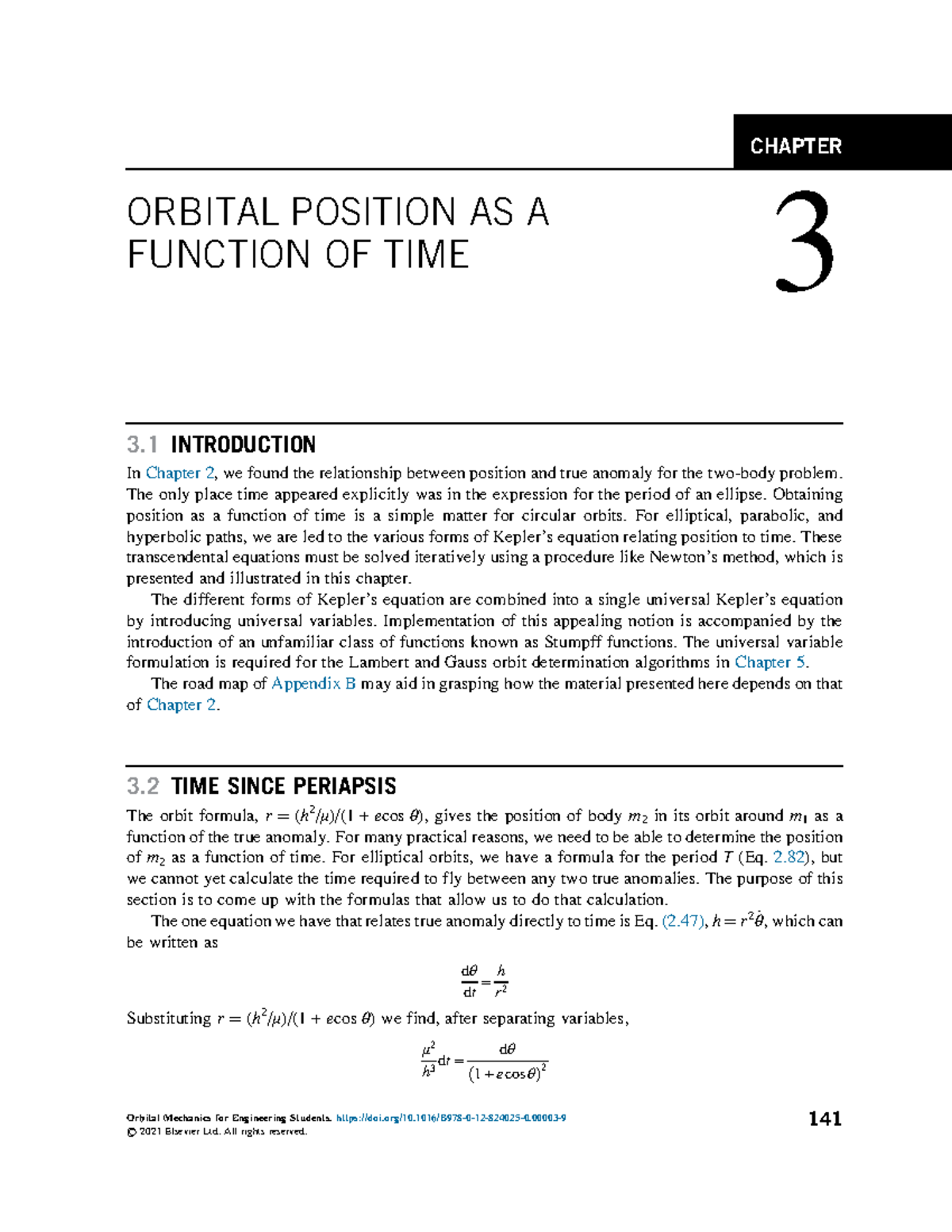 Chapter 3 - Orbital Position as a Function of Time and Kepler's ...