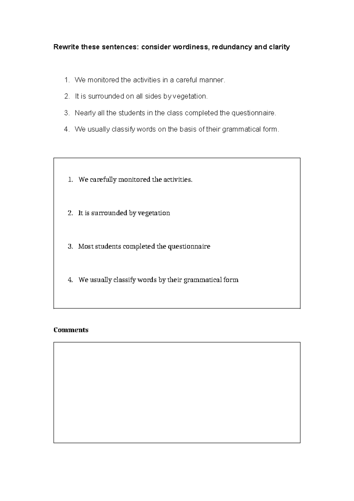 AWP Homework 01 - Rewrite these sentences: consider wordiness ...
