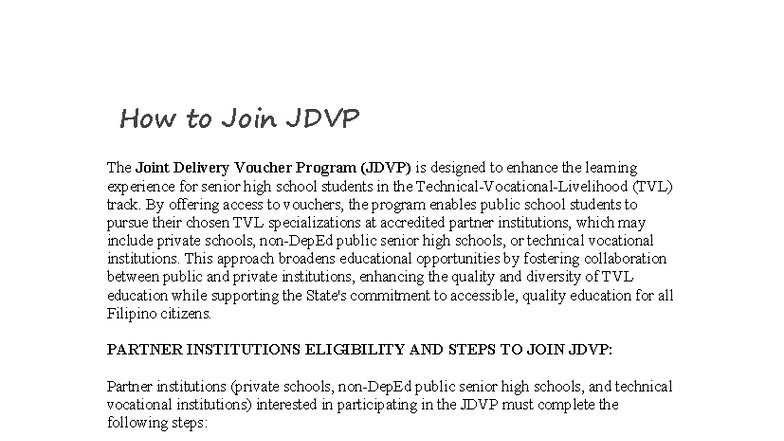 How to Join JDVP - Steps on how to join JDVP program - How to Join JDVP The Joint Delivery ...