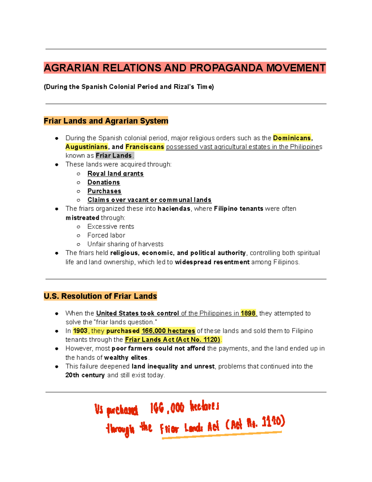 Rizal's Critique of Agrarian Relations & Friar Lands (Lecture Notes ...