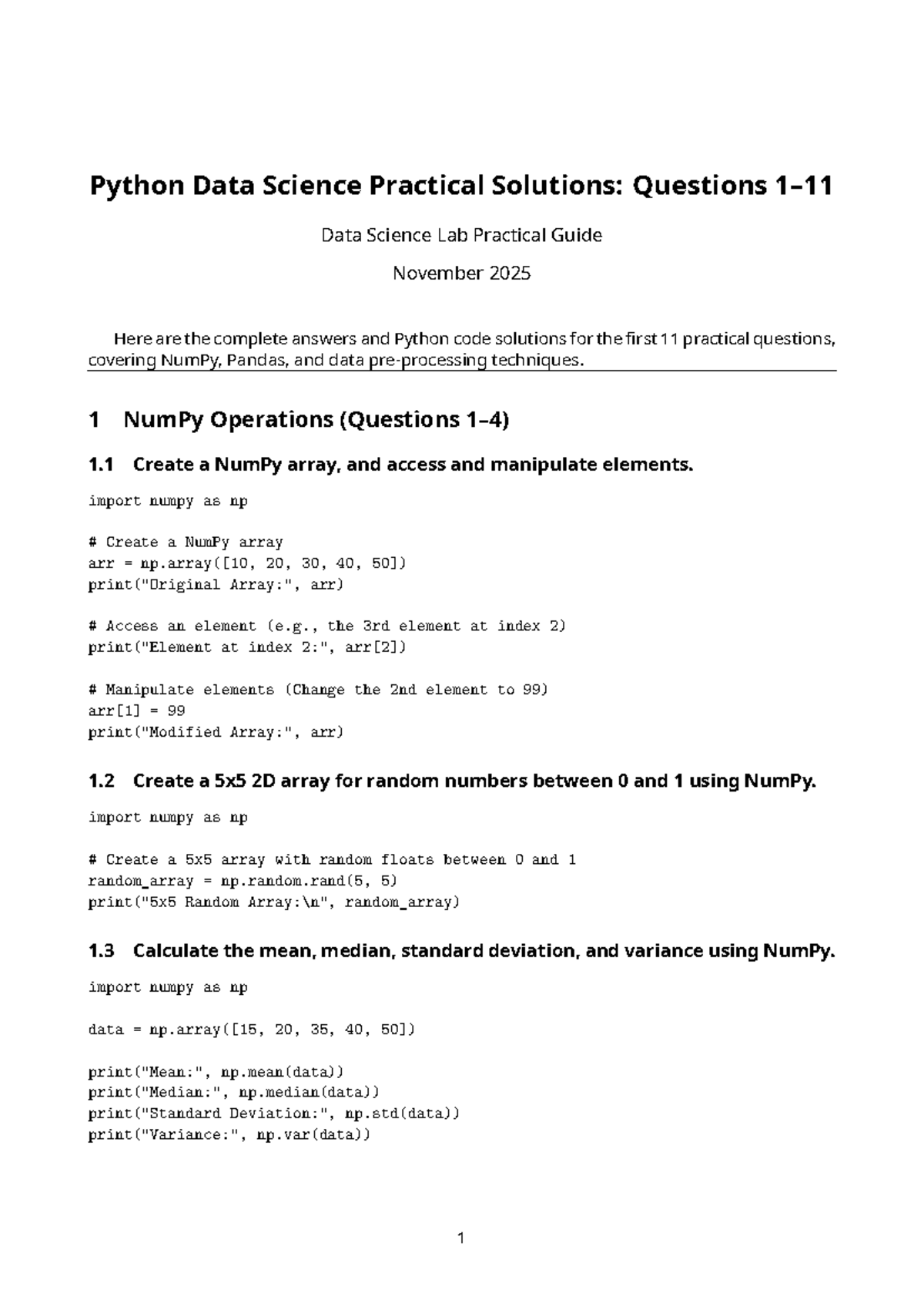 Python Data Science Lab Practical Solutions (DSC101) - Studocu