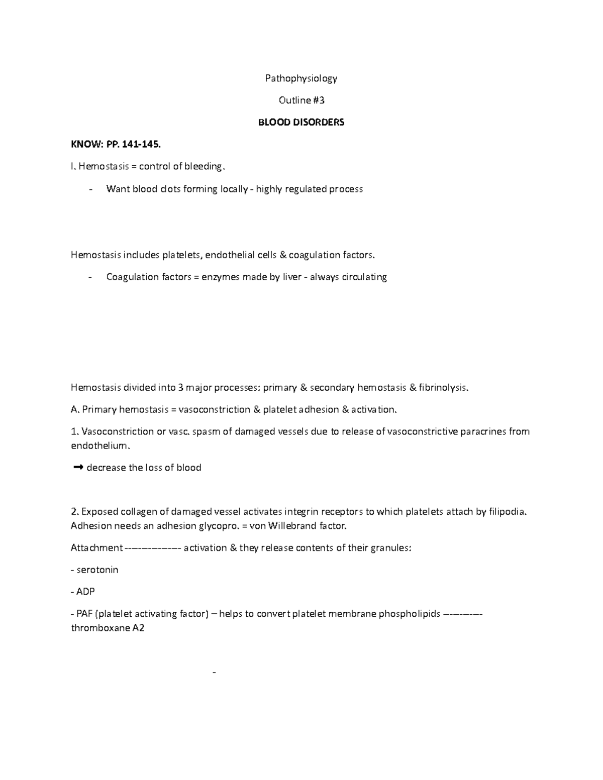 PP. Pathophysiology of Blood Disorders: Key Concepts & Treatments - Studocu