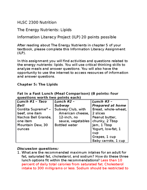Chapter 3 Nutrition Homework Assignment - NAME_______JENNIFER MCELRATH ...
