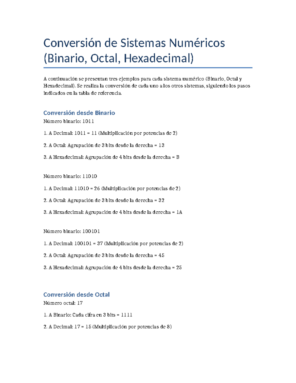 Conversion Sistemas Numericos Completo - Conversión de Sistemas ...