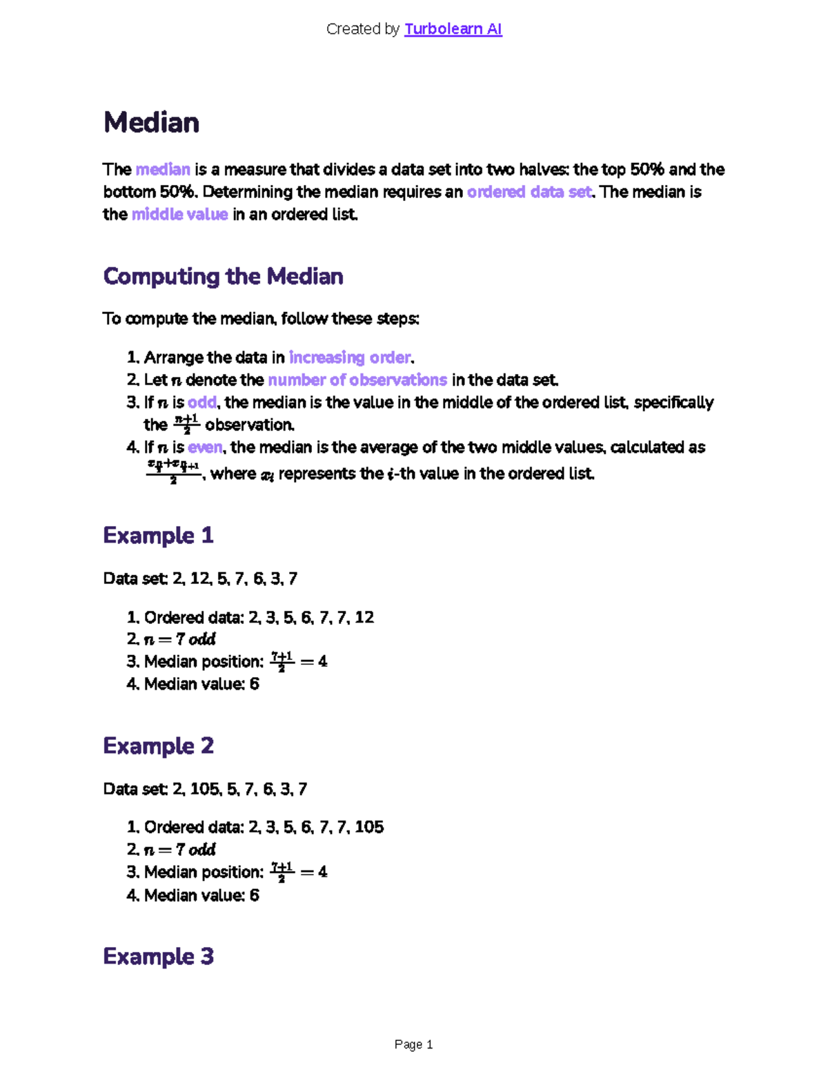 Lecture 3.3 - Describing Numerical Data: Median & Mode Analysis - Studocu