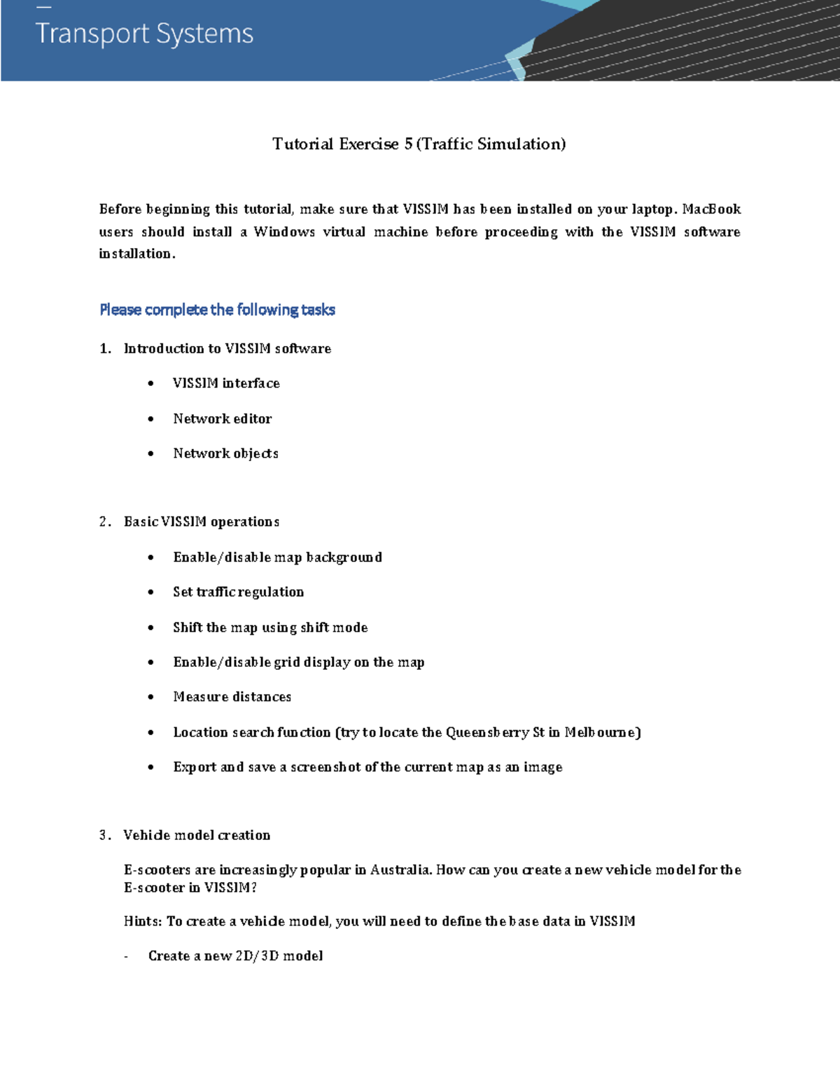 TS Tutorial 5: Traffic Simulation Exercise Guide 2025-1 - Studocu