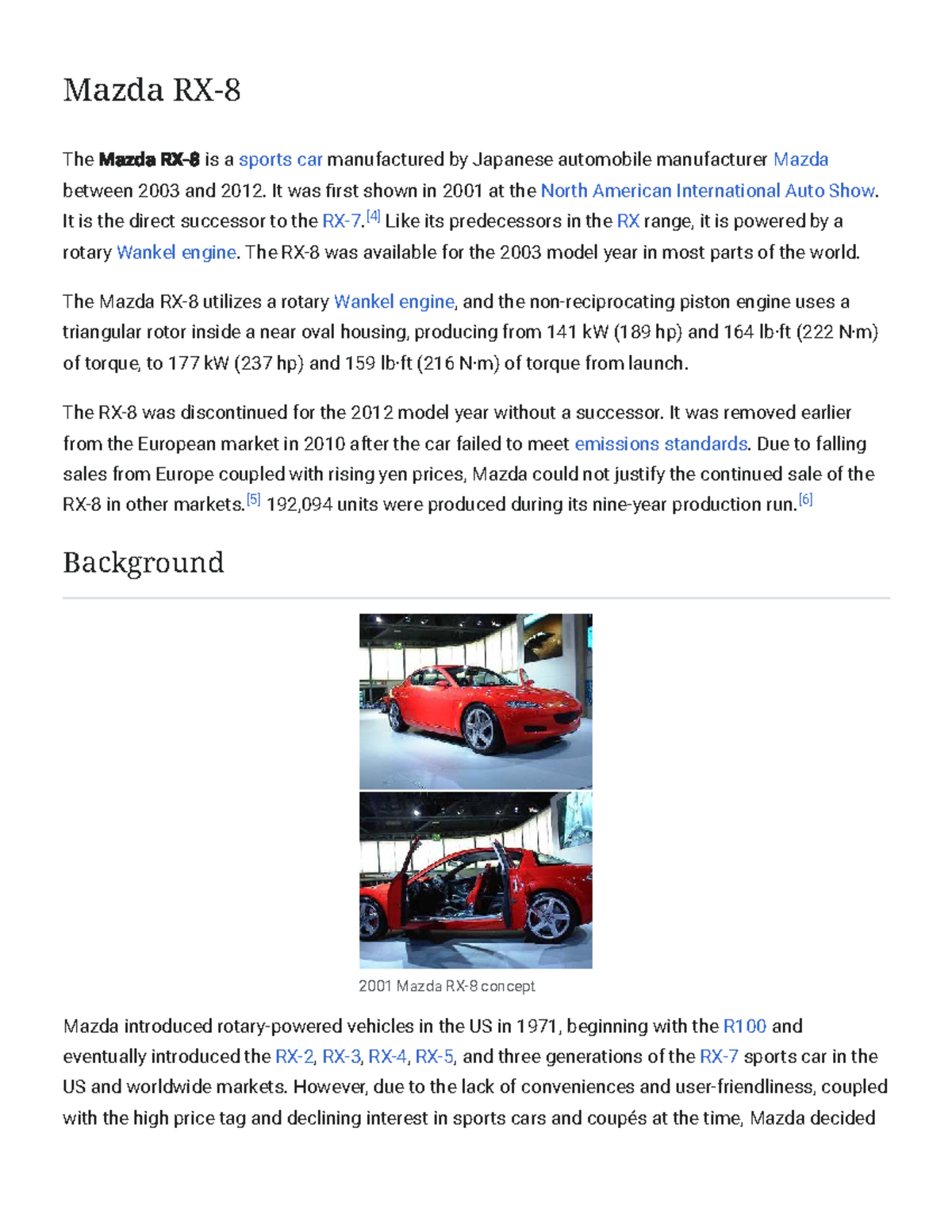 Mazda RX-8 Overview: Key Features and Historical Insights - Studocu