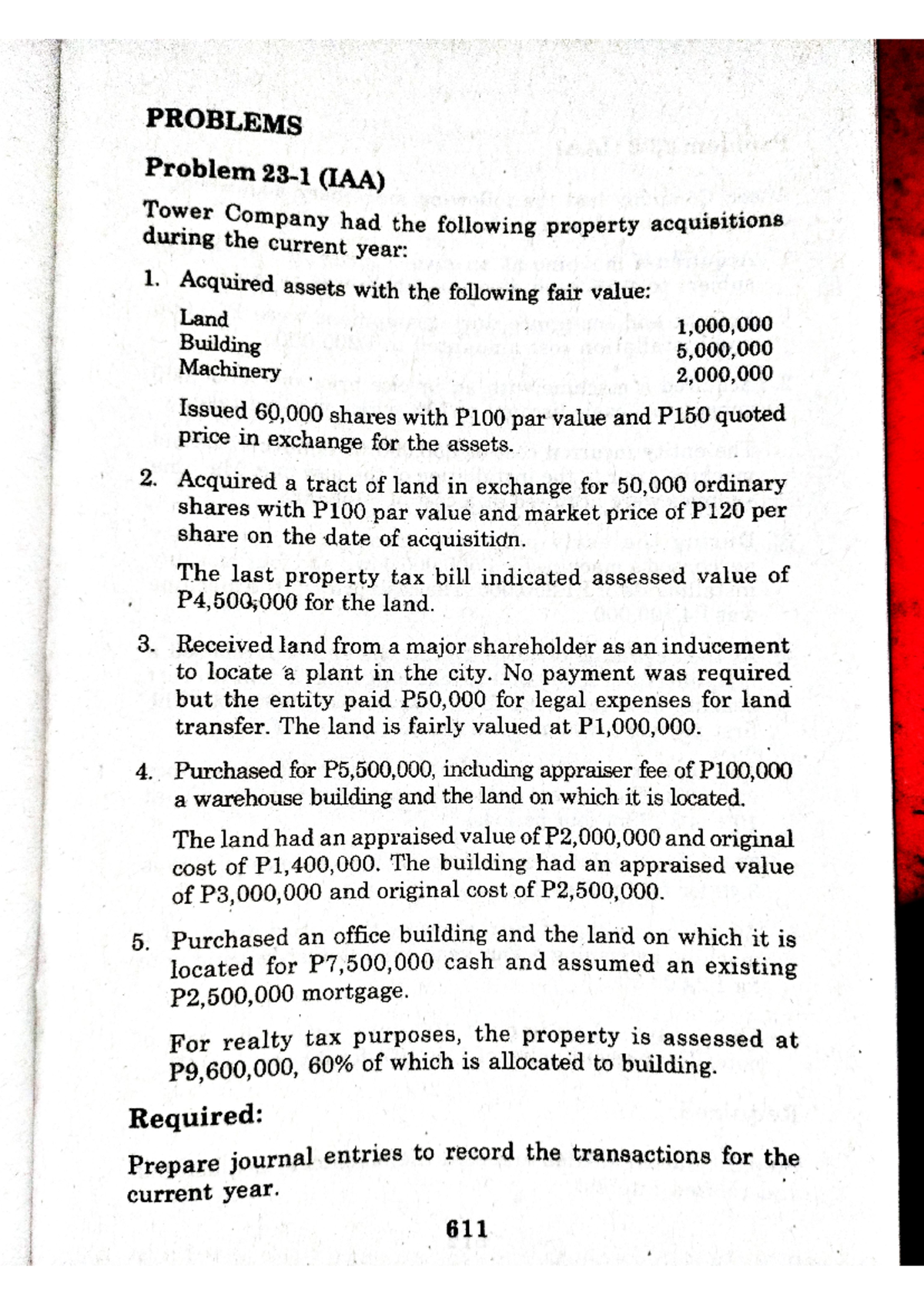 PPE- Exercises - Journal Entries for Property and Machinery ...