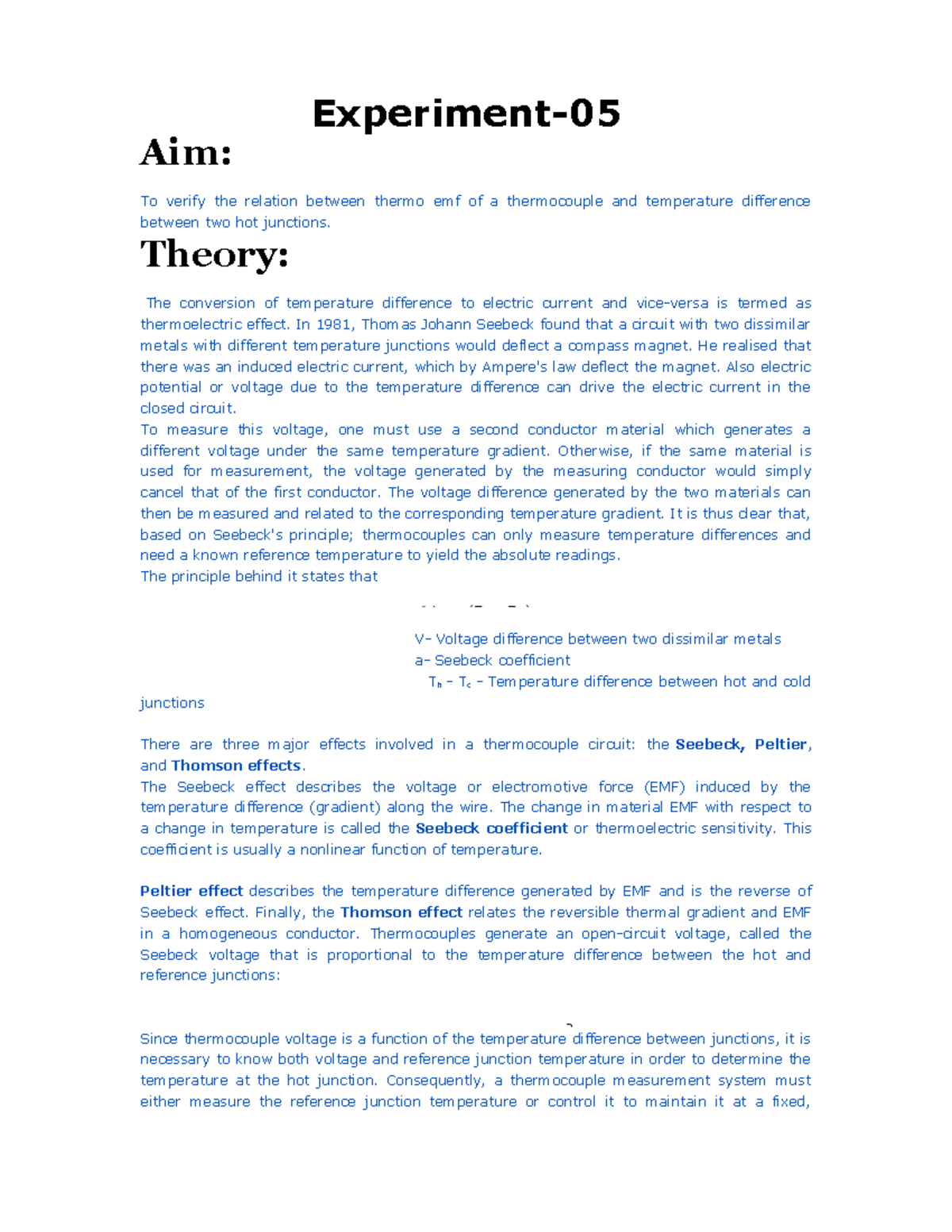 Experiment - 05 - Experiment- Aim: To verify the relation between ...