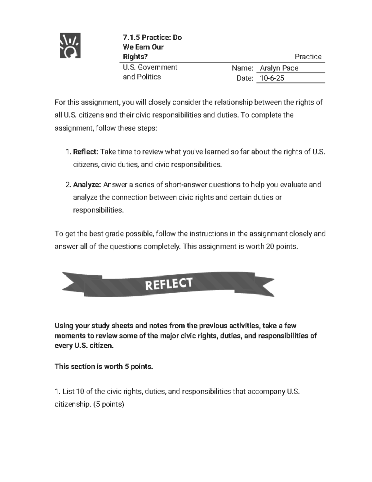 7.1.5 Practice: Analyzing Civic Rights and Responsibilities in U.S ...