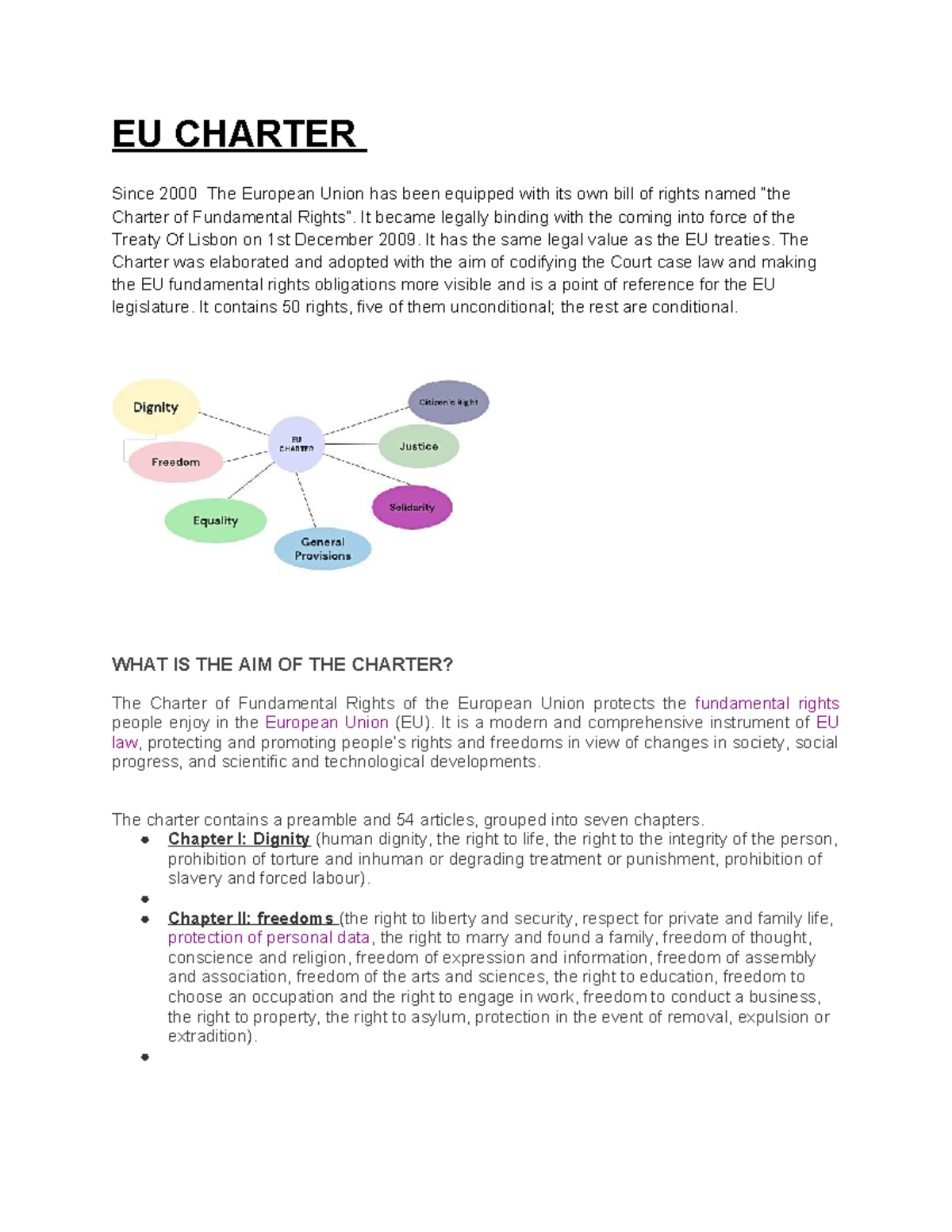 EU Charter of Fundamental Rights: Key Insights and Implications - Studocu