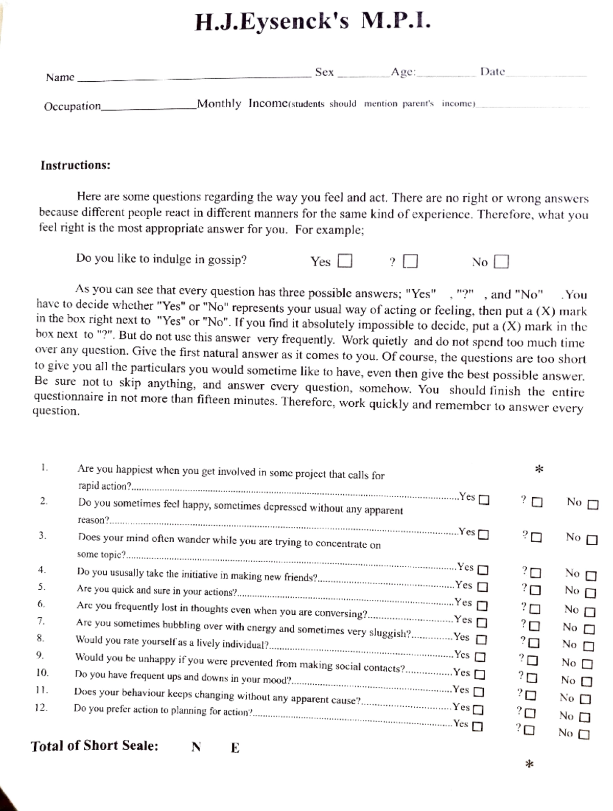 MPI TEST Booklet - abc - Instructions: 2. 3 Name 1. 4 5 6 Here are some ...