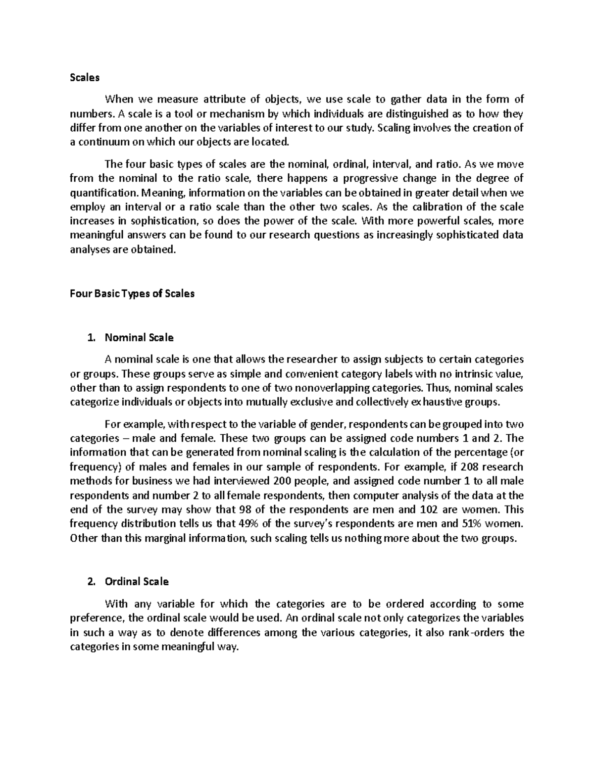 Types of Scales in Research - Key Insights for Measurement - Studocu