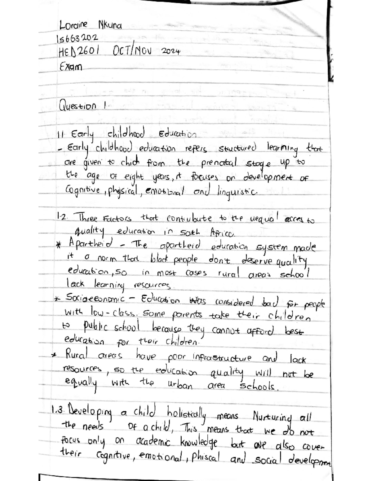 Reading in foundation phase - Loraine Nkuna 15663202 HED2601 2024 Exam ...