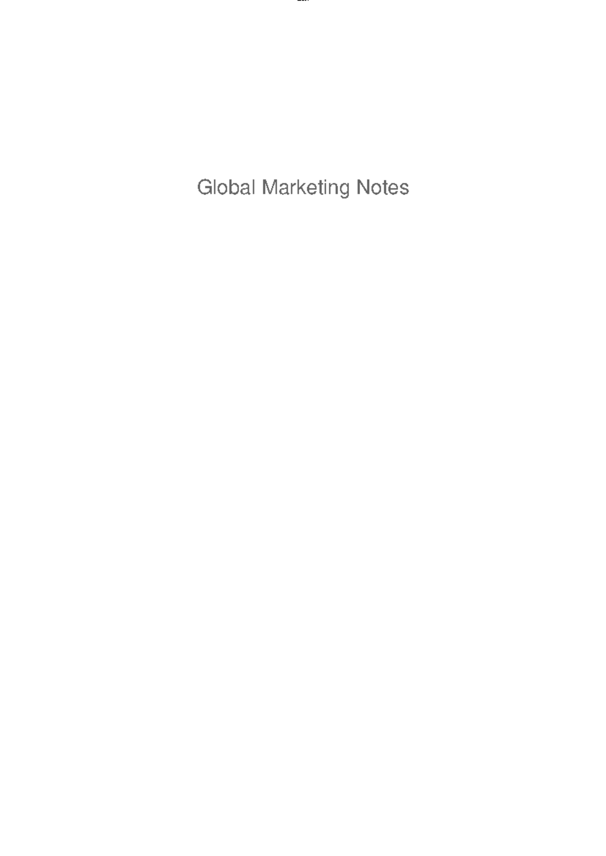 Global Marketing Notes (Lecture Series) - Key Concepts & Strategies ...