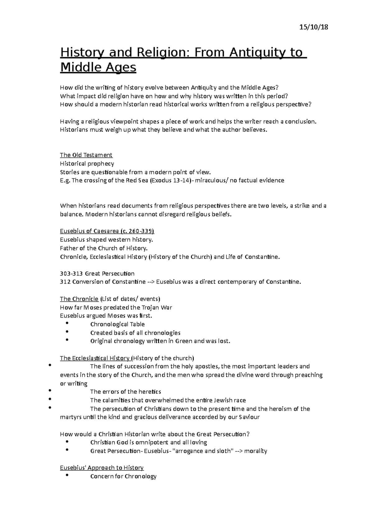 History and Religion - HS1002 - 15/10/ History and Religion: From ...
