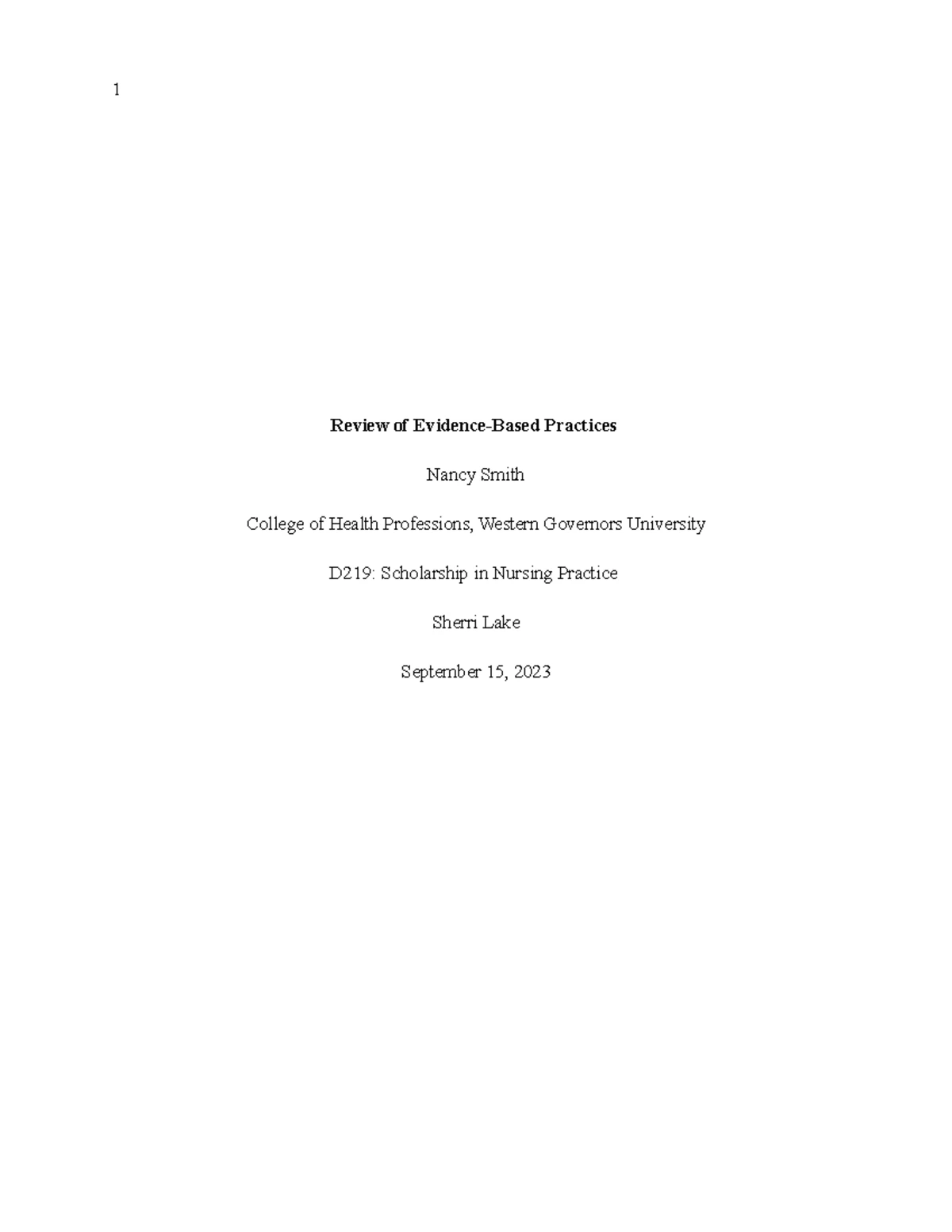 D219 - MYM2 - Task 1 - task 1 assignment - Evidence- Based Practice and ...