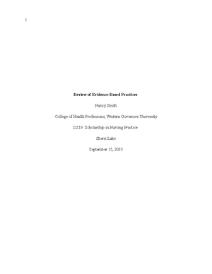 PICO Paper - Evidence-Based Practice & Applied Nursing Research Kealey ...