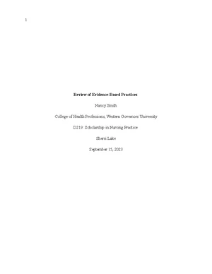 D219 PA - D219 Performance Assessment - Review of Evidence-Based ...