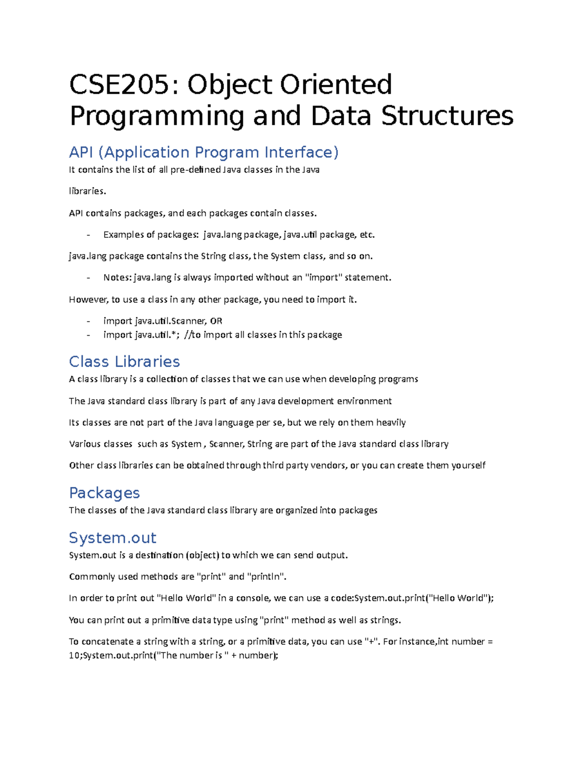 Lecture Week 1 - CSE205: Object Oriented Programming and Data ...