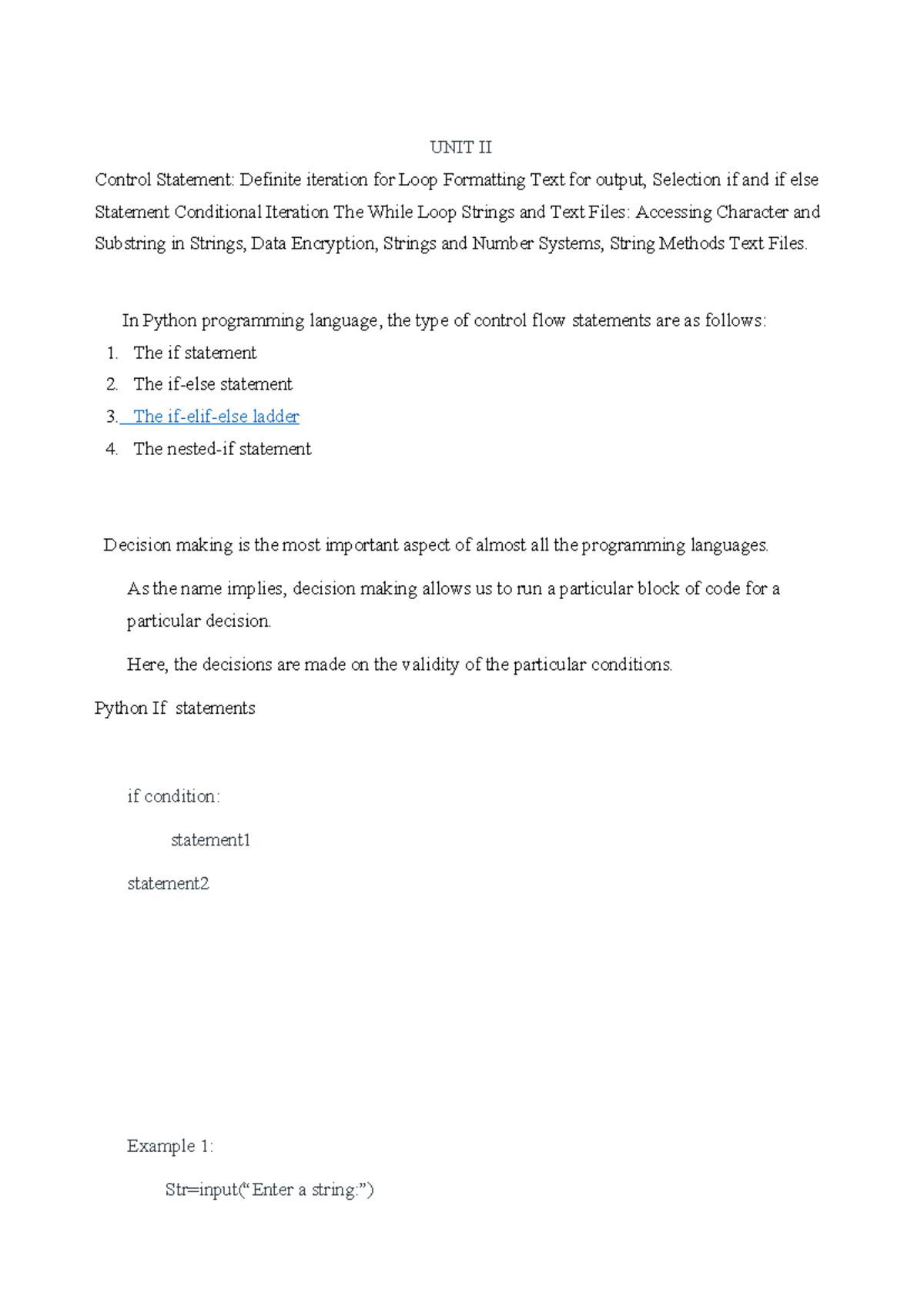 Control Statements: Iteration & Formatting in Python (CS101) - Studocu