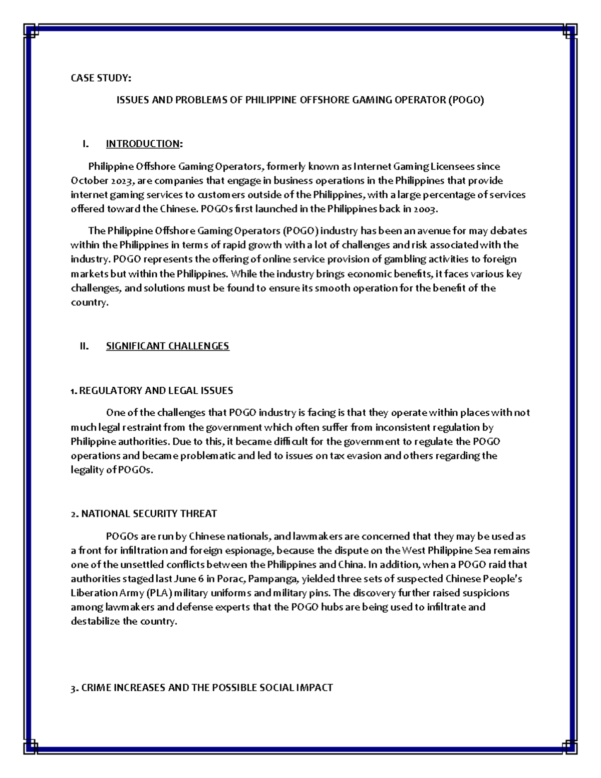 CASE Study Activity IBT - CASE STUDY: ISSUES AND PROBLEMS OF PHILIPPINE ...