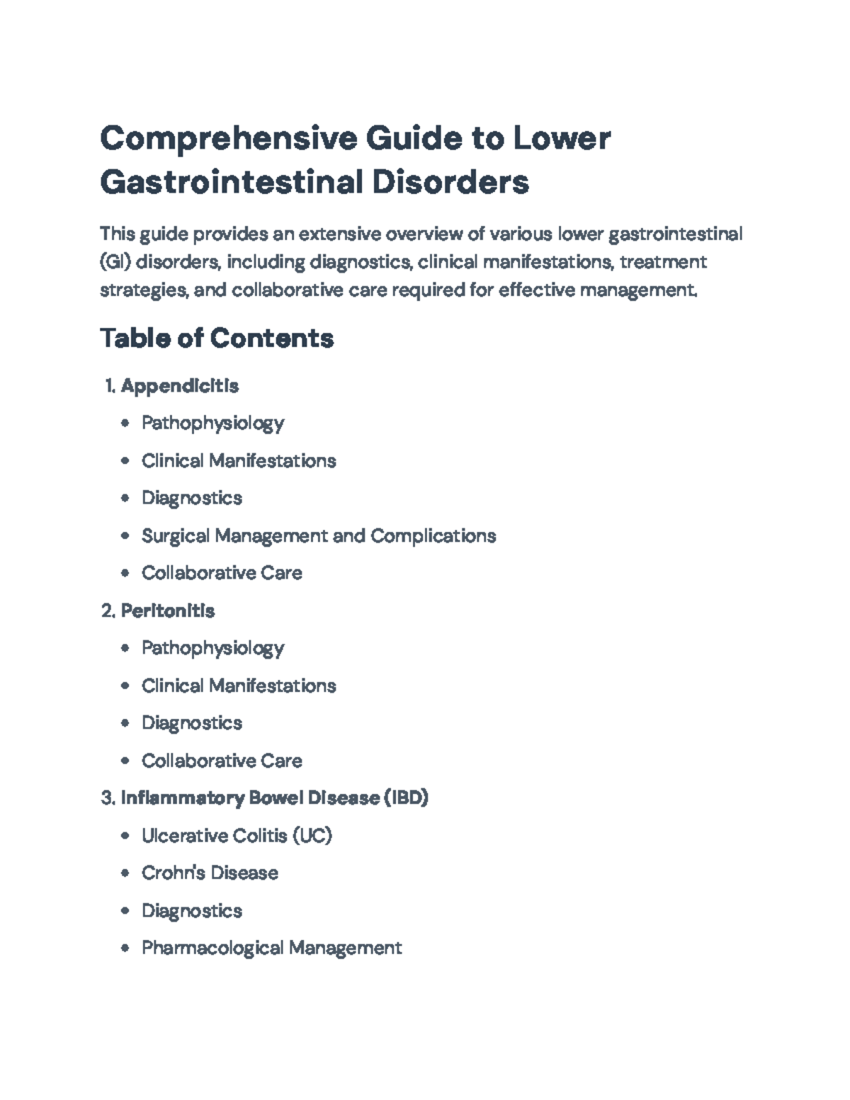 Comprehensive Guide to Lower Gastrointestinal Disorders (Nursing 101 ...