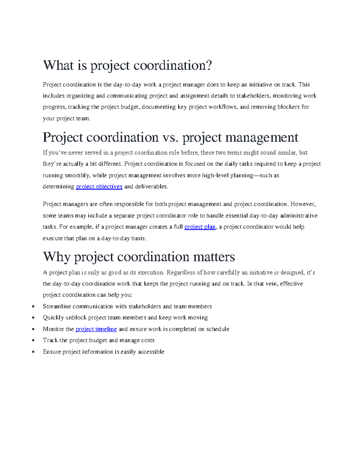 Project coordination - Summary Introduction of Business Admin - What is ...