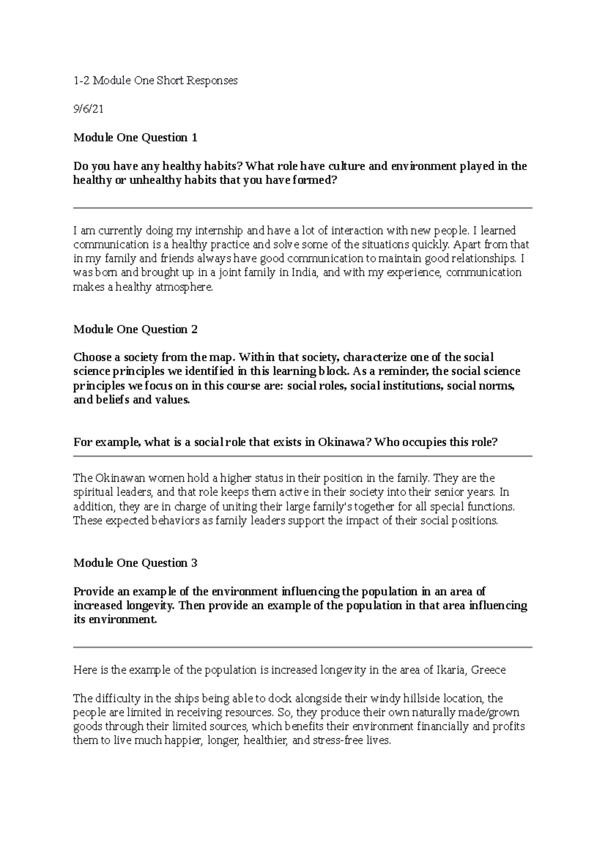 1-2 Module One Short Responses - 1-2 Module One Short Responses 9/6 ...