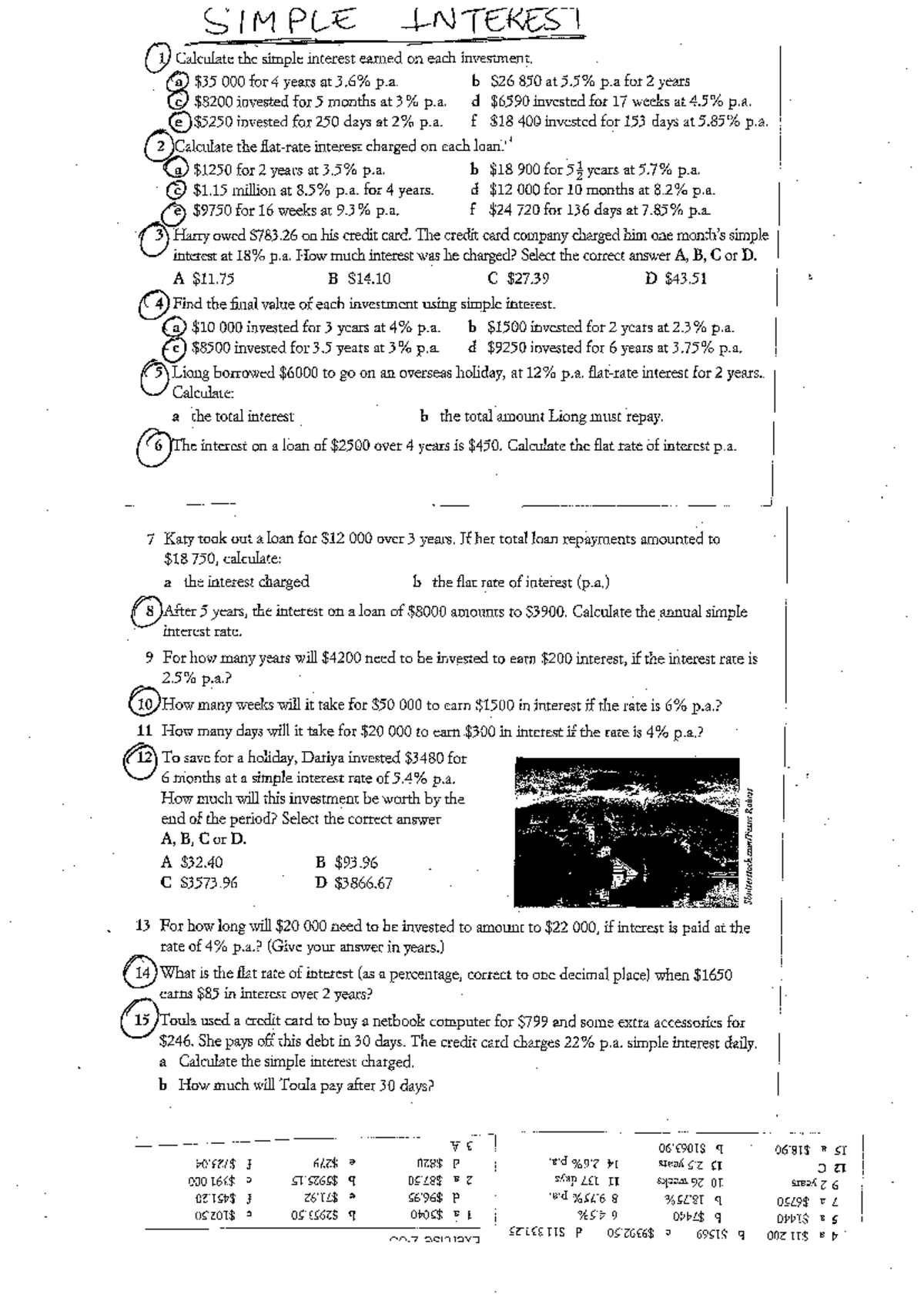 SIMPLE INTEREST CALCULATIONS - PRACTISE PAPER 28102025 - Studocu